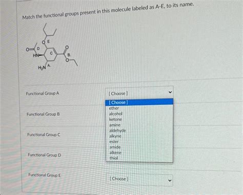 Solved Match The Functional Groups Present In This Molecule Chegg