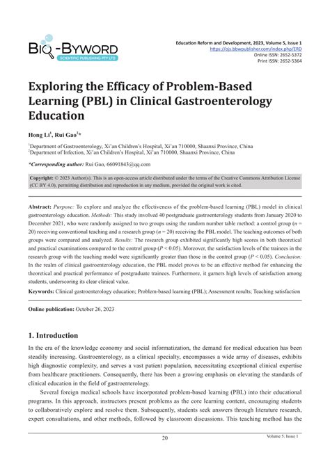 Pdf Exploring The Efficacy Of Problem Based Learning Pbl In