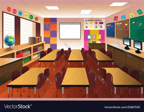 Empty Classroom For Elementary School Royalty Free Vector