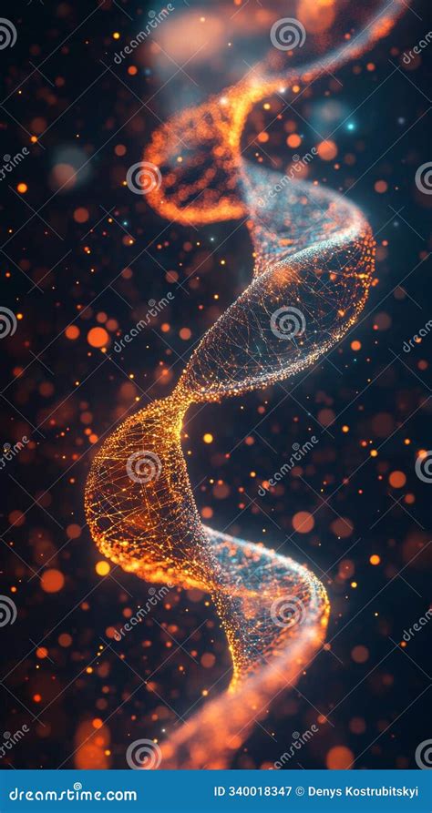 Digital Visualization Of Fractal Dna Sequences Unraveling In A Futuristic Space Stock