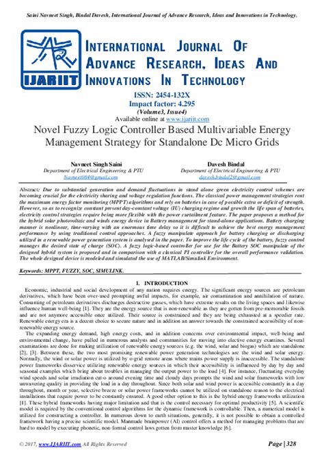 Pdf Novel Fuzzy Logic Controller Based Multivariable Energy