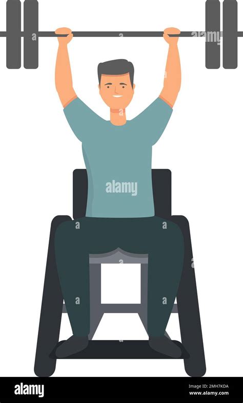 Disabled Barbell Sport Icon Cartoon Vector Physical Exercise Person