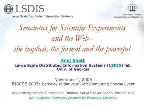 Ppt Semantics For Scientific Experiments And The Web The Implicit The Formal And The
