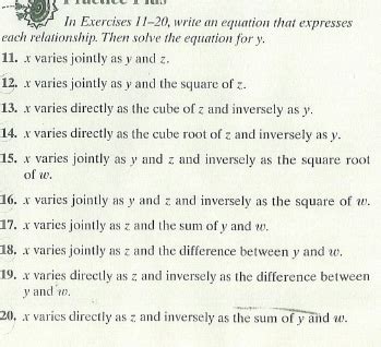 Solved Write An Equation That Expresses Each Relationship Chegg Com