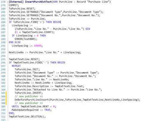 new publisher request in codeunit 378 transfer extended text in function insertpurchexttext