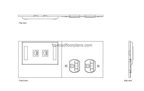 Data And Power Sockets Free Cad Drawings