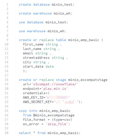 using minio as external tables to extend snowflake