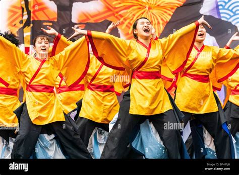 Close Up Of Mixed Sex Team Of Young Adult Japanese Dancers Wearing