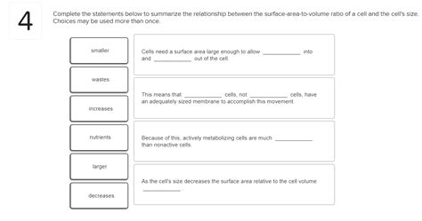 solved 4 complete the statements below to summarize the