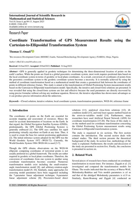 Pdf Coordinate Transformation Of Gps Measurement Results Using The