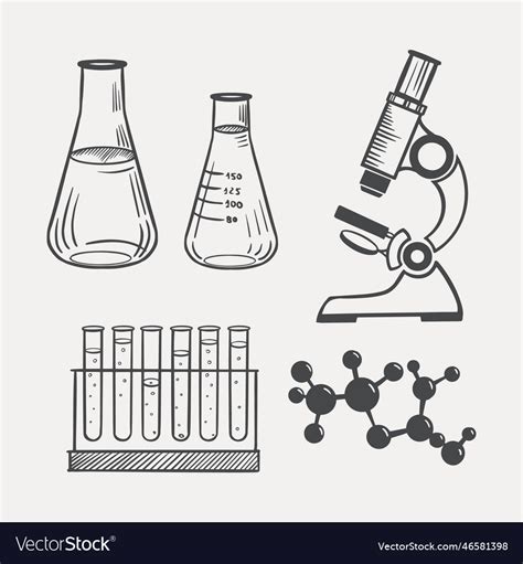 Set For Chemical Lessons Sketch Drawn Royalty Free Vector