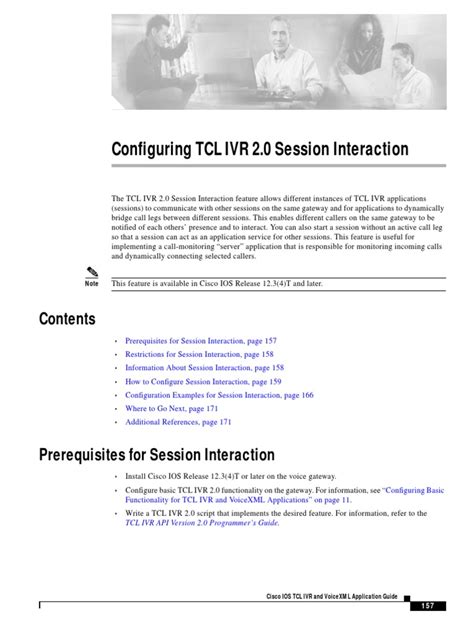 Configuring Tcl Ivr 20 Session Interaction Pdf Interactive Voice