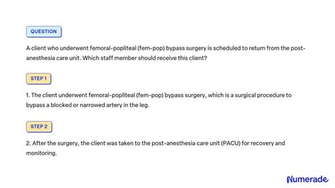 Solved A Client Who Underwent Femoral Popliteal Fem Pop Bypass