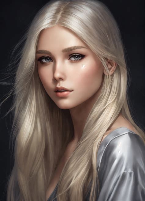 Lexica Beautiful Platinum Grey Blond Young Tween 2d Drawing Petite