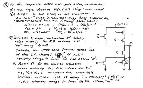 Solved For The Composite CMOS Logic Gate Below Determine Chegg