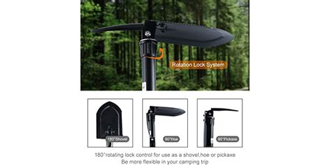 Folding Shovel Tri Fold Handle With Carry Case Black