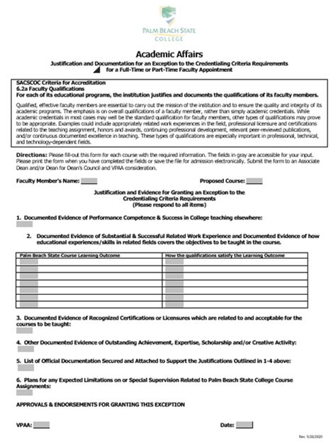 Palm Beach State College Appendix A Forms