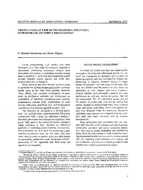 Pdf Verification Of Linear Programming Solutions With Emphasis On