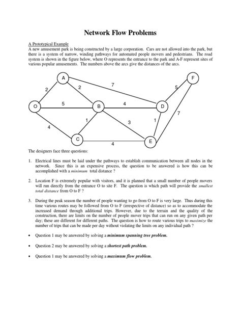 Network Flow Problems Total Distance From O To F Pdf Discrete