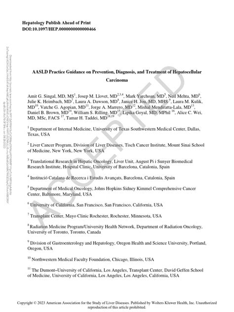 Aasld Practice Guidance On Prevention Diagnosis 441 Pdf