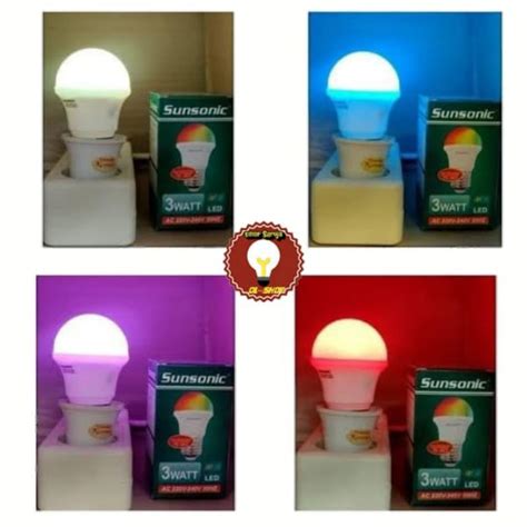 Jual Bolam Led Rgb 3 Watt Bolam Led 7 Warna 3 Watt Sunsonic Shopee