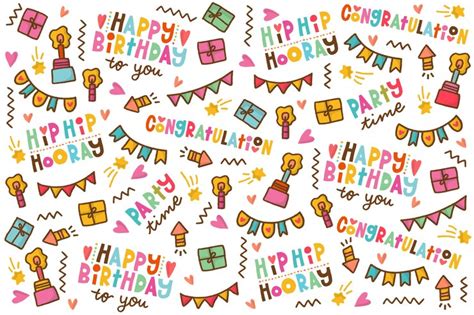 손으로 그린 생일 축 하 배경 무료 벡터