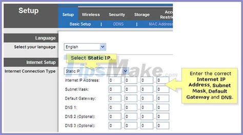 Set Up The Linksys Router With A Static IP Address