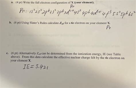 Solved A 4 Pt Write The Full Electron Configuration Of X Chegg Com