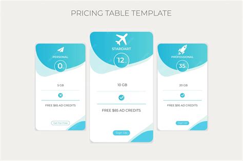 Premium Vector Price Table Template Subscription Plan Pricing Table Web Service Checklist Ui