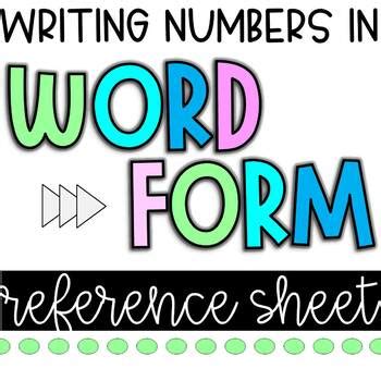 Writing Whole Numbers In Word Form Reference Sheet By Learn With London