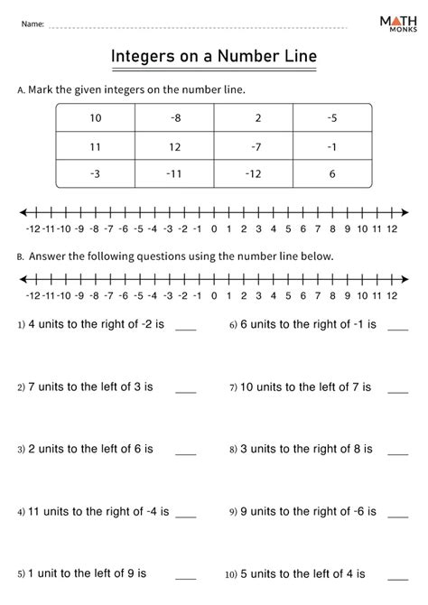 Integers Number Line Worksheet Adding Integers Using Arrows In A