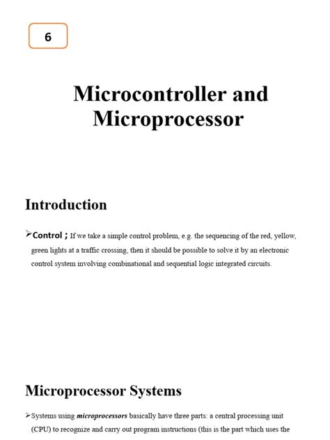 presentaion 6 microcontroller and microprocessor pdf central