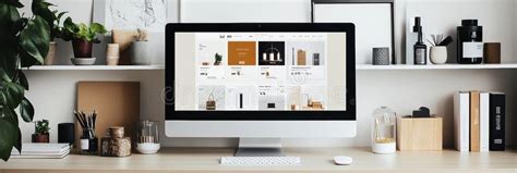 Elegant Online Storefront Interface Displayed On A Sleek Computer In A Modern Workspace With