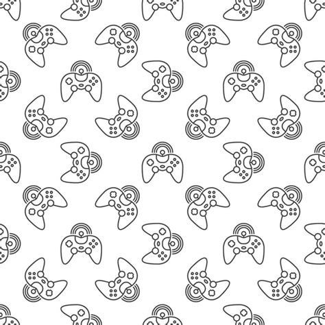 Game Controller Vector Wireless Gamepad Seamless Pattern In Outline Style 35883846 Vector Art At