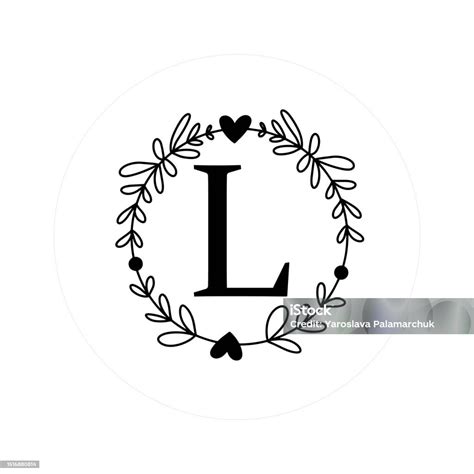 Letter L Initials With Round Floral Frames Vector Monogram Logo Cricut File Stock Illustration