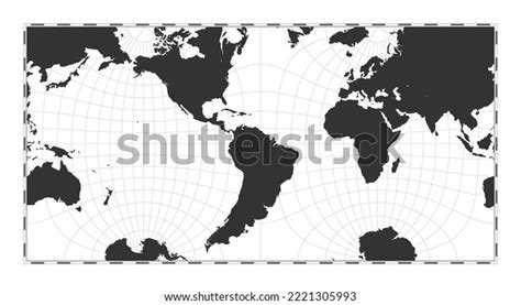 Vector World Map Guyou Hemisphereinasquare Projection Stock Vector Royalty Free 2221305993