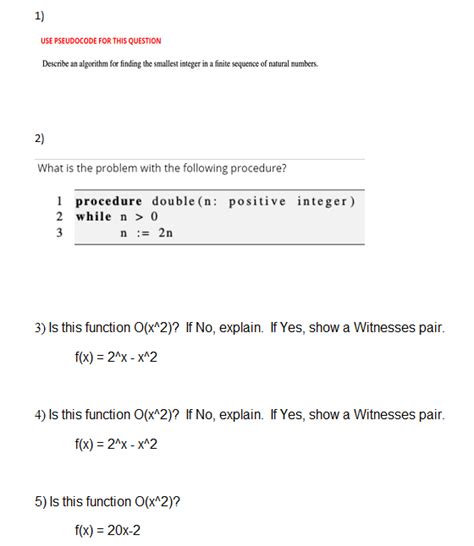 solved 1 use pseudocode for this question describe an