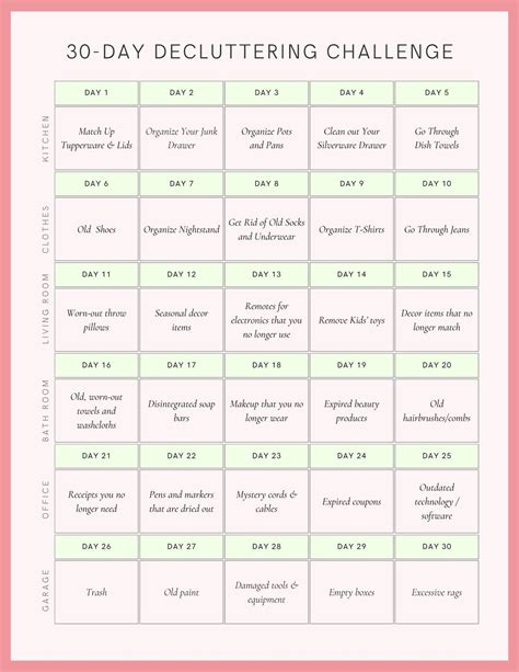 Minimalist Printable 30 Day Declutter Challenge Planner Instant Download Etsy