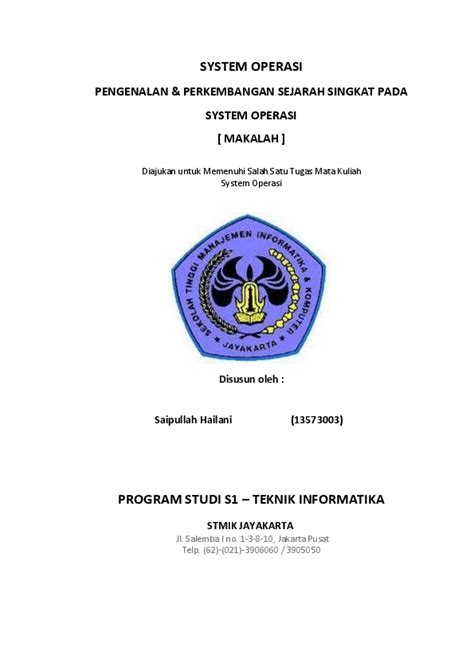 Makalah Tentang Sistem Operasi Id Makalah Tentang Sistem Operasi Id