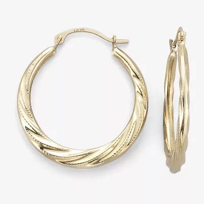 14k Yellow Gold Patterned Hoop Earrings Jcpenney