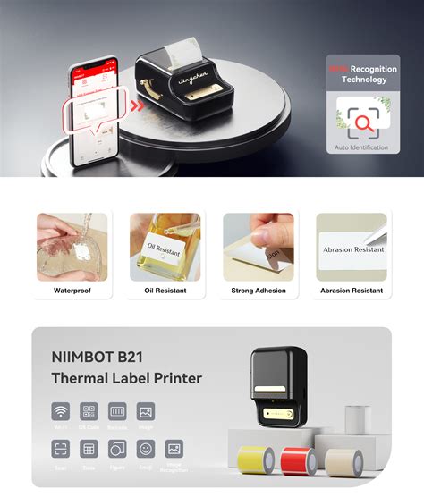Niimbot B21 50mm Thermal Label Maker Wireless Bluetooth Portable Inkless Sticker Label Printer
