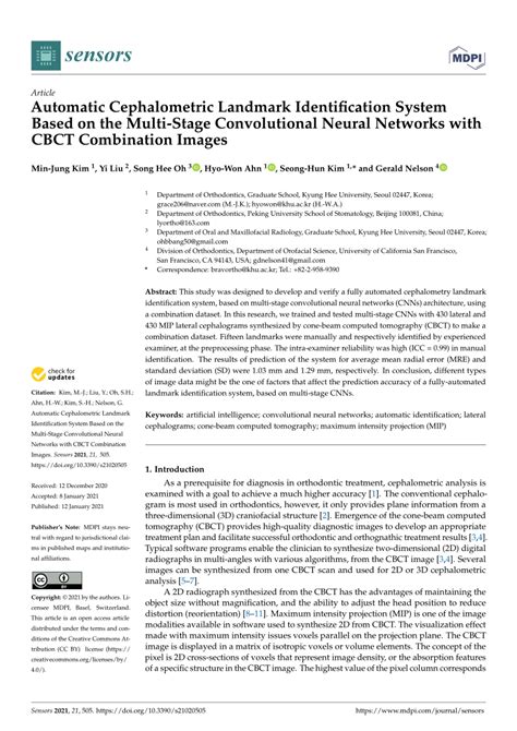 Pdf Automatic Cephalometric Landmark Identification System Based On The Multi Stage