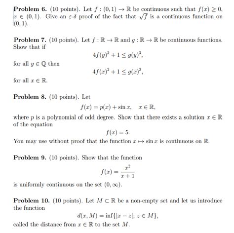 solved problem 6 10 points let f 0 1 r be