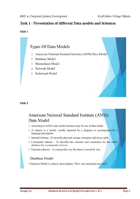 Dad Assignment Read For More Task 1 Presentation Of Different Data Models And Schemas
