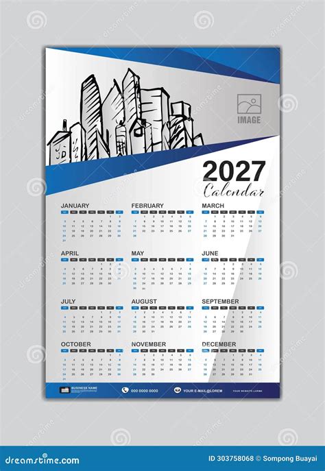 Wall Calendar 2027 Template Week Starts On Saturday Set Of 12 Months