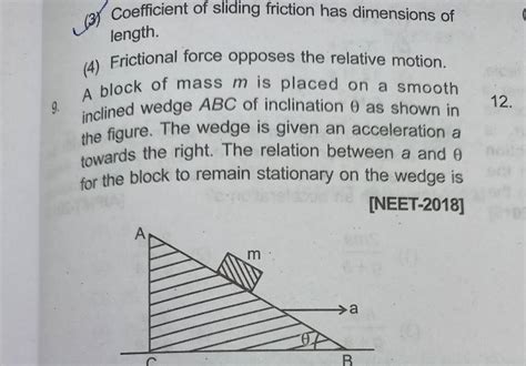 3 Coefficient Of Sliding Friction Has Dimensions Of Length 4 Frictio