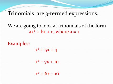 PPT Factoring Trinomials PowerPoint Presentation Free Download ID