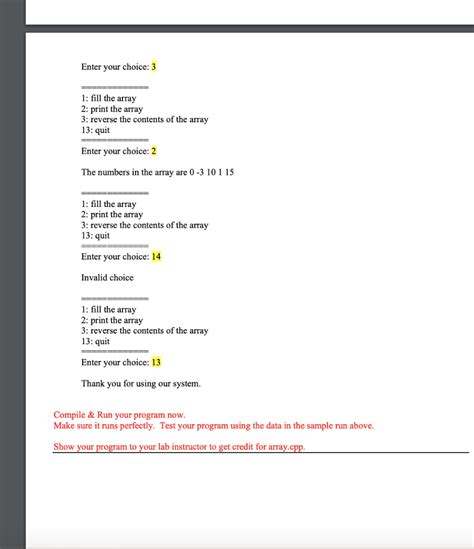 Solved Cs111 Lab Lab On Single Dimensional Arrays With