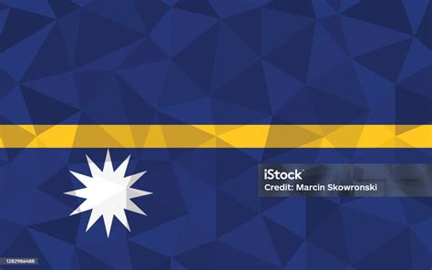 낮은 폴리 나우루 플래그 벡터 일러스트레이션 삼각형 나우루 국기 그래픽 나우루 국가 플래그는 독립의 상징이다 0명에 대한 스톡 벡터 아트 및 기타 이미지 Istock