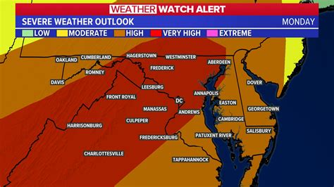 Mondays Severe Weather Risk Is Greatest Threat Issued By Storm Prediction Center For Dmv In A